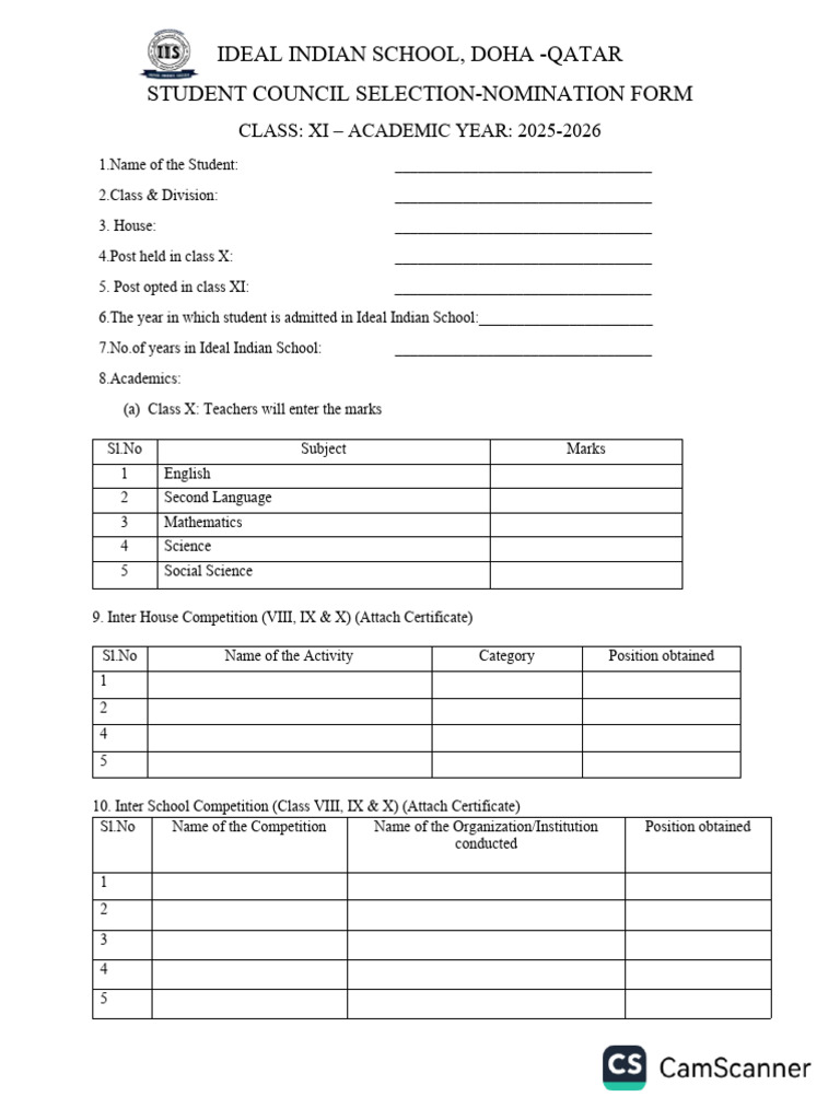 Student council Form-Nomination Form-11-2025(1) | PDF