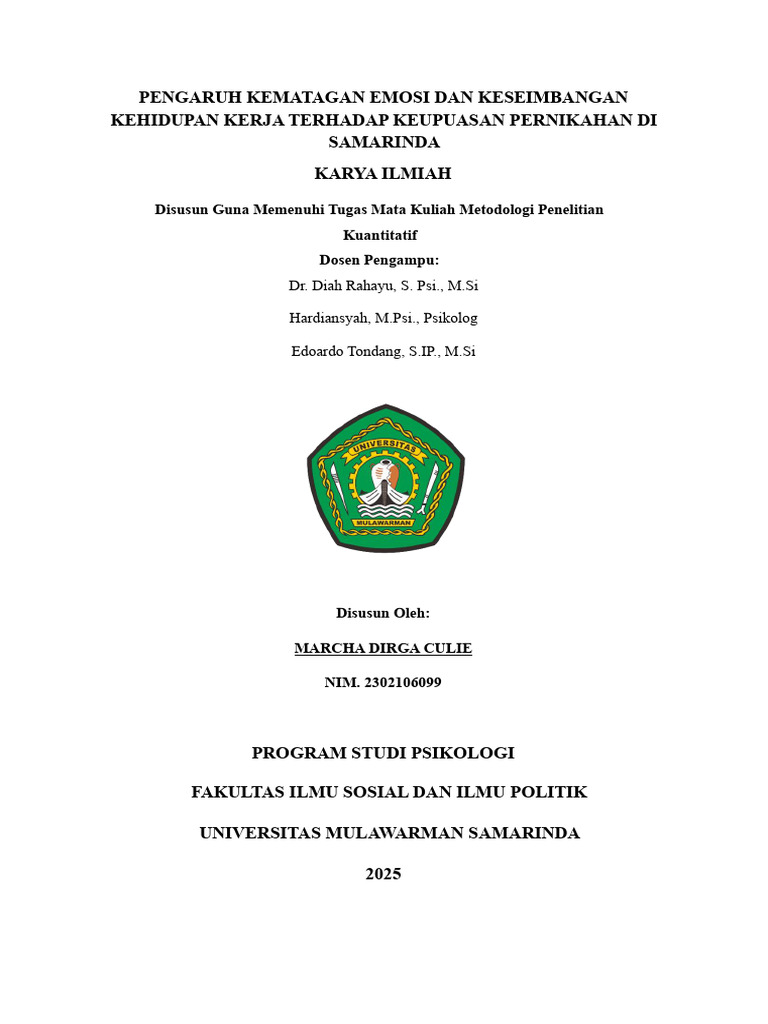 Kematangan Emosi dan Kepuasan Pernikahan | PDF