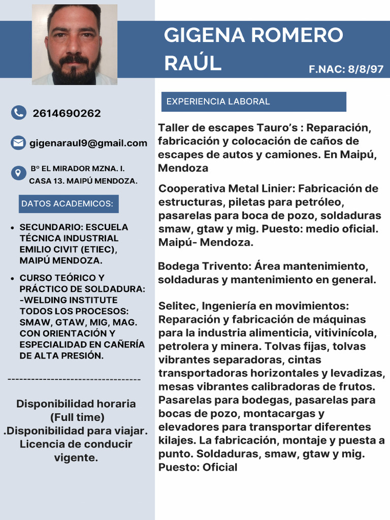 Curriculum Gigena Romero Raúl - 20240529 - 214205 - 0000 | PDF