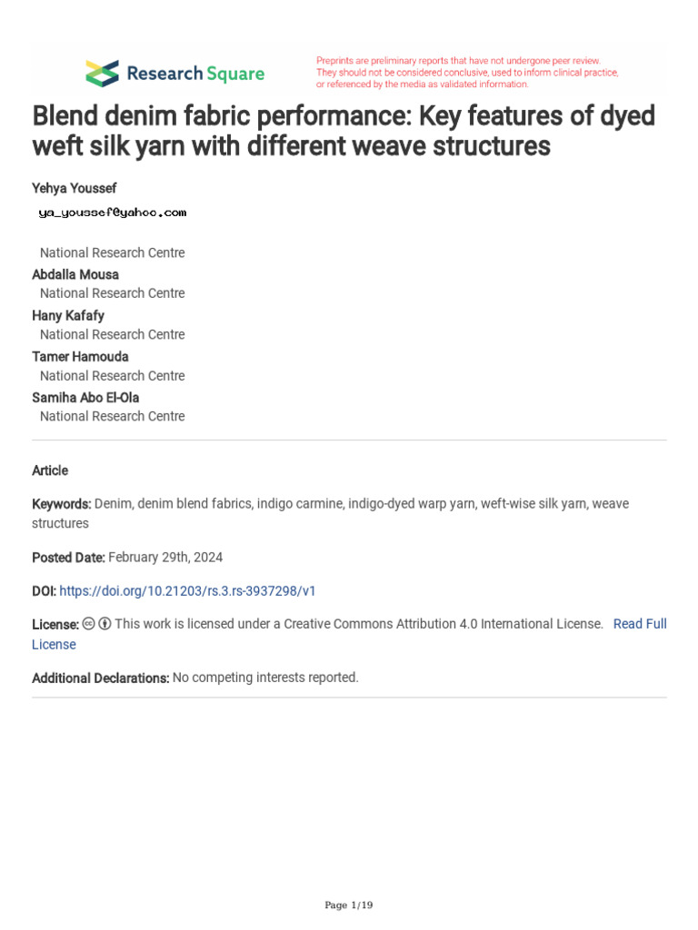 Blend_denim_fabric_performance_Key_features_of_dye | PDF | Dyeing | Textiles