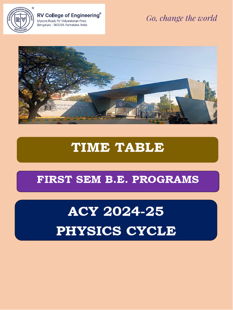 B.E. First Semester Timetable 2024-25 | PDF | Physical Sciences | Engineering