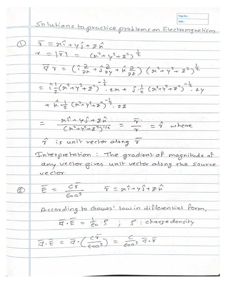 Solutions_Practice problems_Electromagnetism | PDF