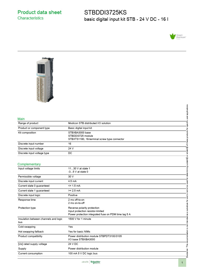 Modicon STB - STBDDI3725KS | PDF | Programmable Logic Controller ...