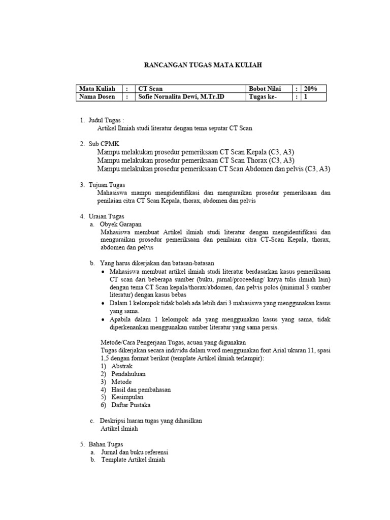 Panduan Tugas CT Scan | PDF