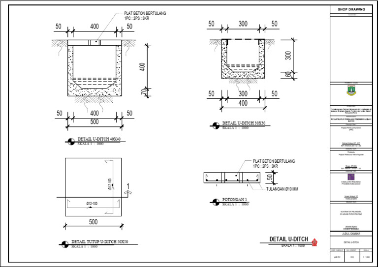 Detail U-Ditch untuk Infrastruktur Bank | PDF