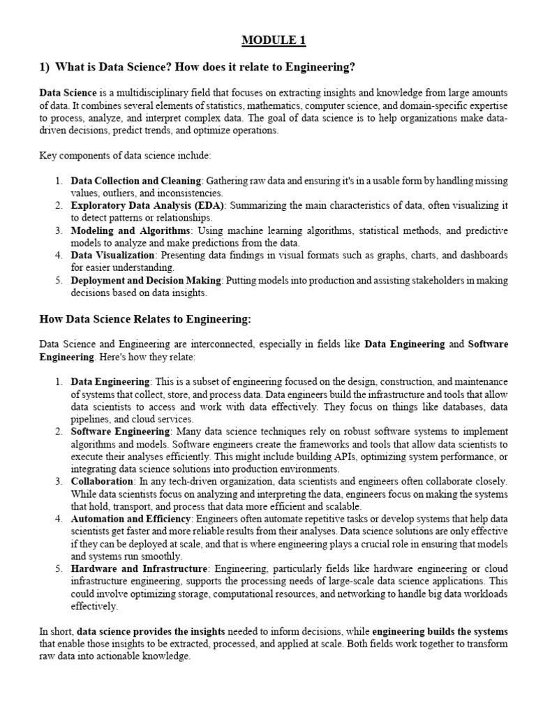 Overview of Data Science Modules | PDF | Data Science | Data Analysis