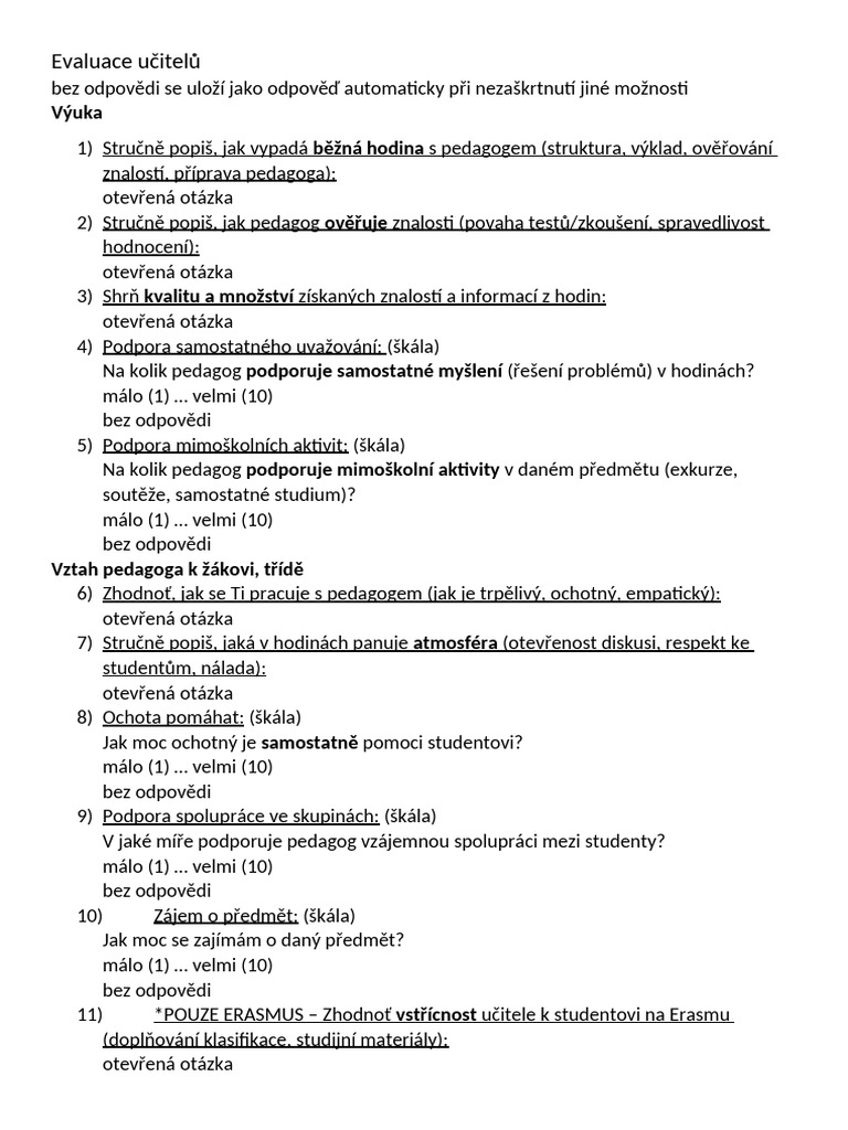 Evaluace Učitelů 2025 | PDF