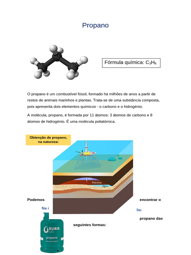 Fórmula Molecular do Propano: C3H8 | PDF