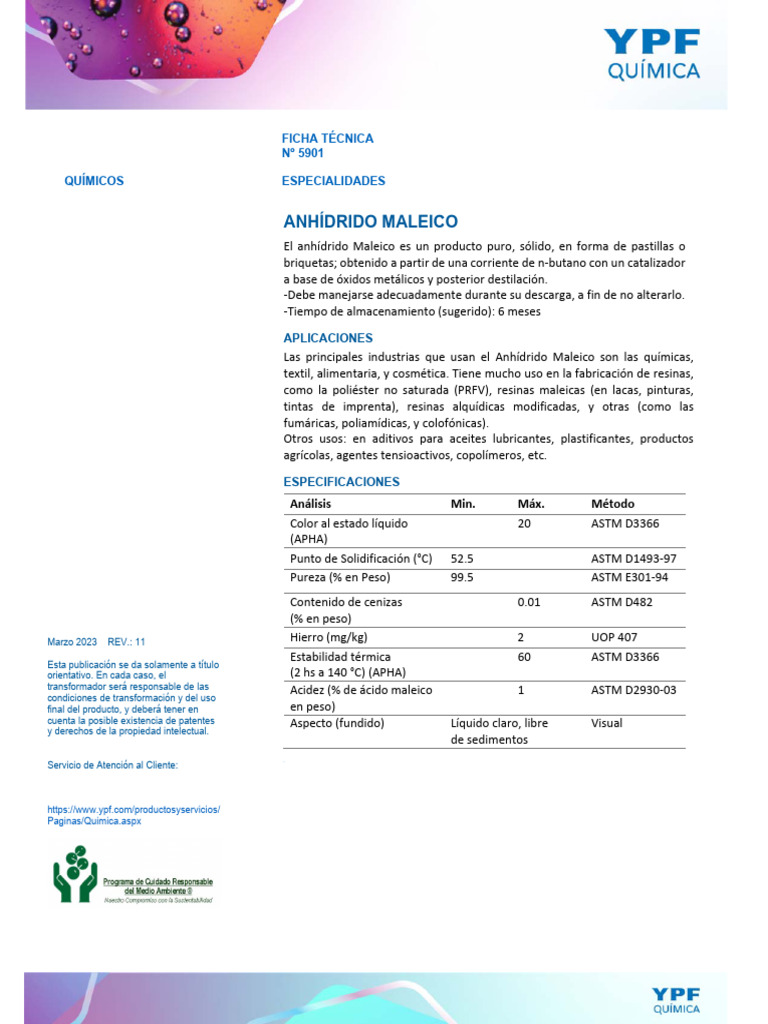 Anhidrido Maleico Solido | PDF | Sustancias químicas | Materiales