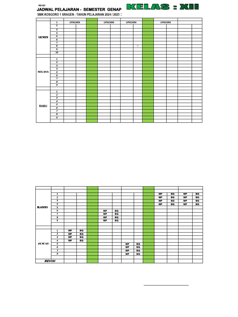 'Rev 24 New Jadwal Des Xii | PDF