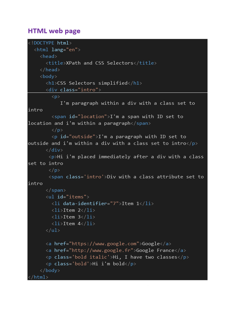 Css Selector & Xpath Expla | PDF | Html | X Path