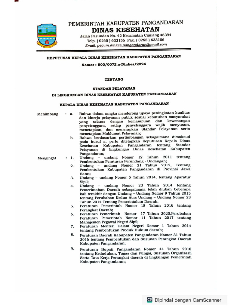 SK Standar Pelayanan 2024-20240624145326 | PDF