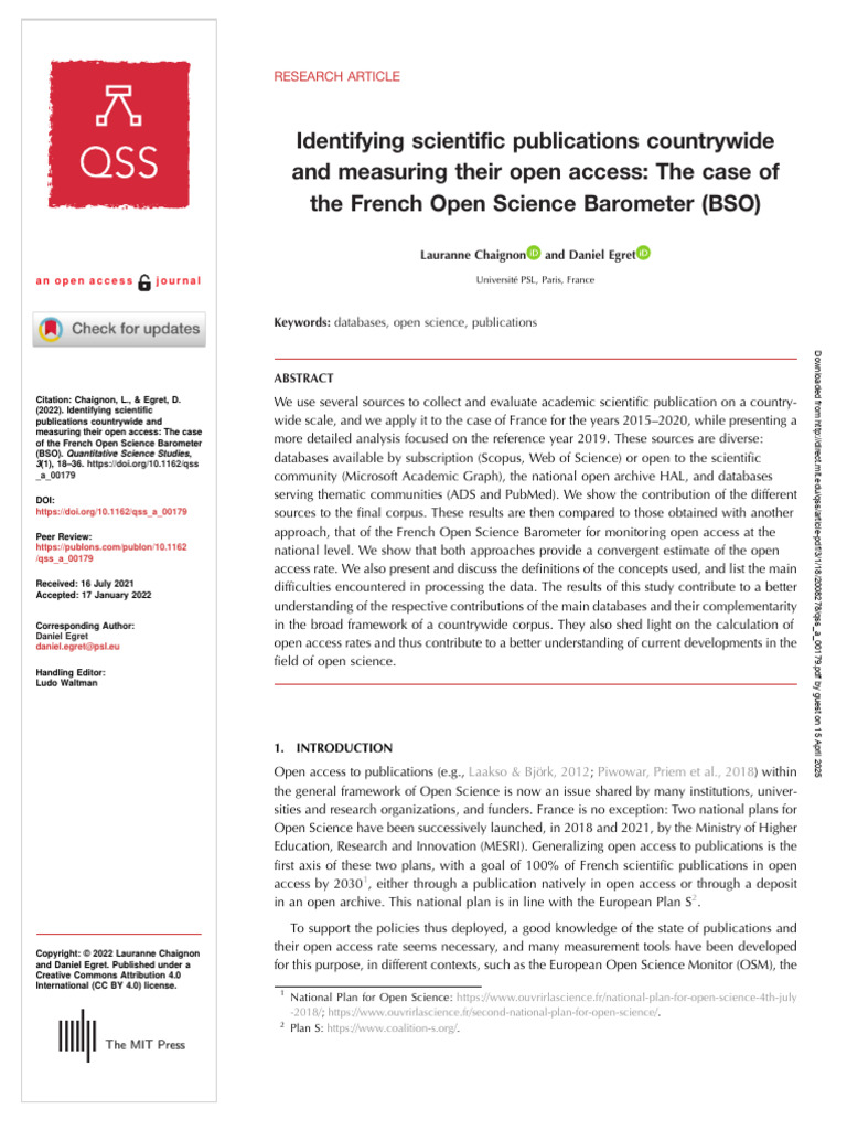 Identifying Scientific Publications Countrywide | PDF | Open Access ...