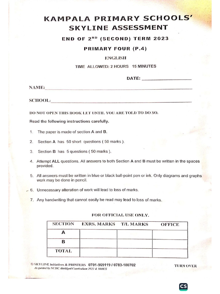 Skyline p4 Eot 2 Eng | PDF