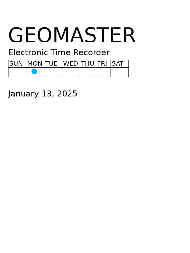 GEOMASTER Electronic Time Recorder | PDF