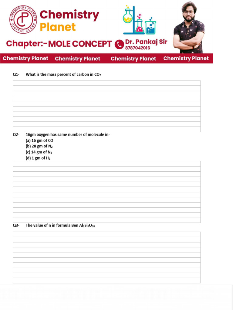 Chemistry Mass and Mole Calculations | PDF