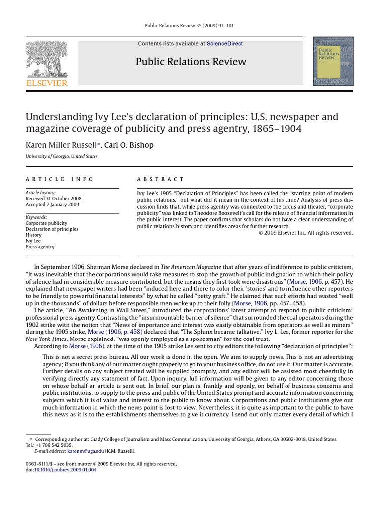 BISHOP - Understanding Ivy Lees Declaration of Principles | PDF | News | Newspapers