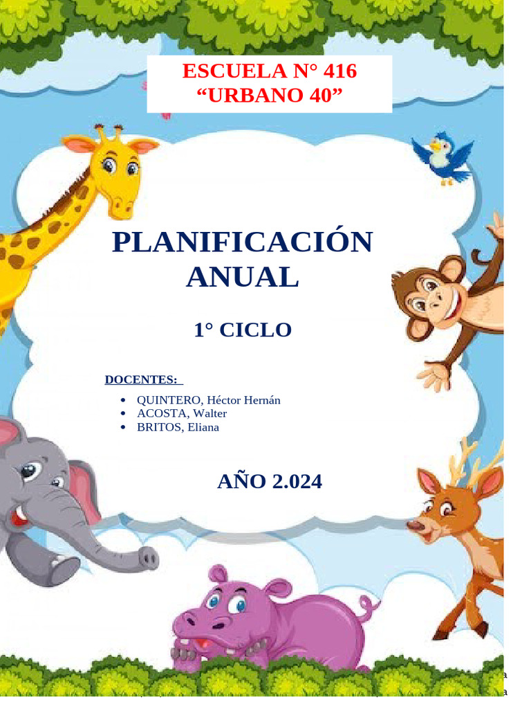 Planif Anual 1º Ciclo 2024 | PDF | Pensamiento | Enseñando