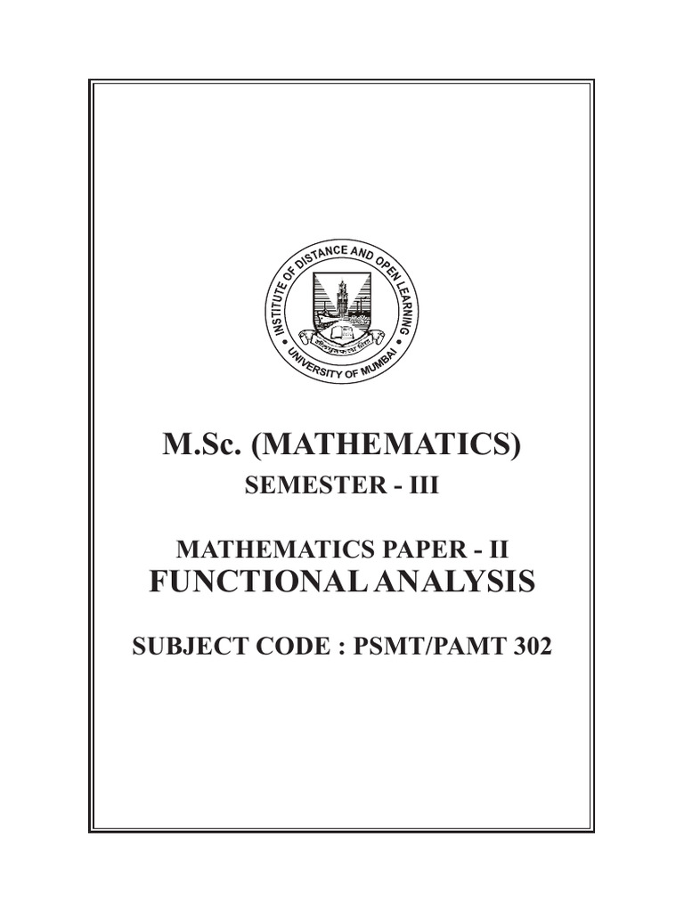 Functional Analysis M.Sc. Syllabus | PDF | Hilbert Space | Banach Space