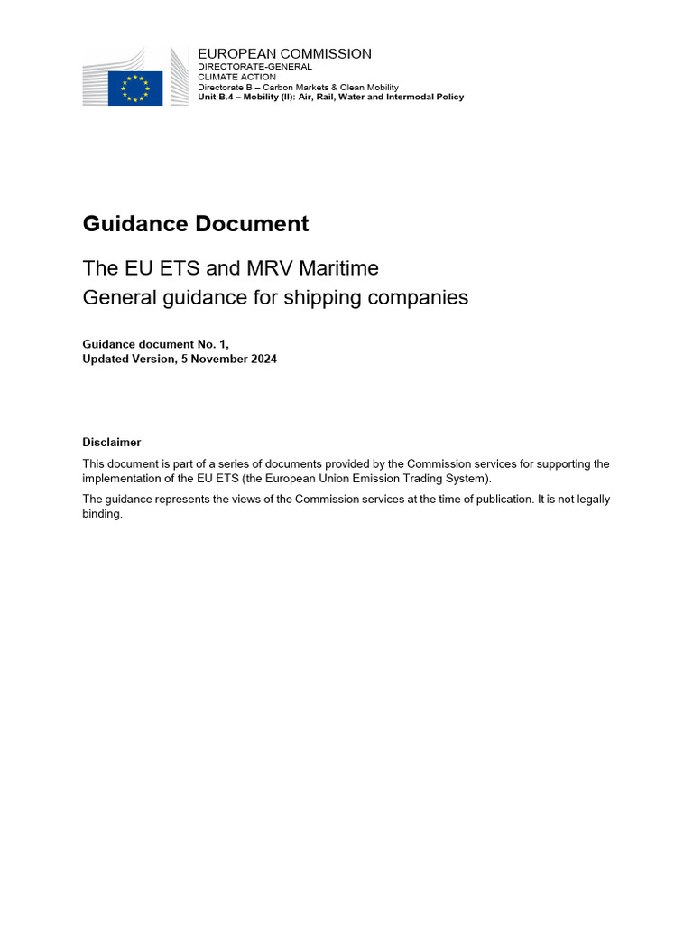 EU ETS Maritime Guidance for Shipping | PDF | Port | Greenhouse Gas