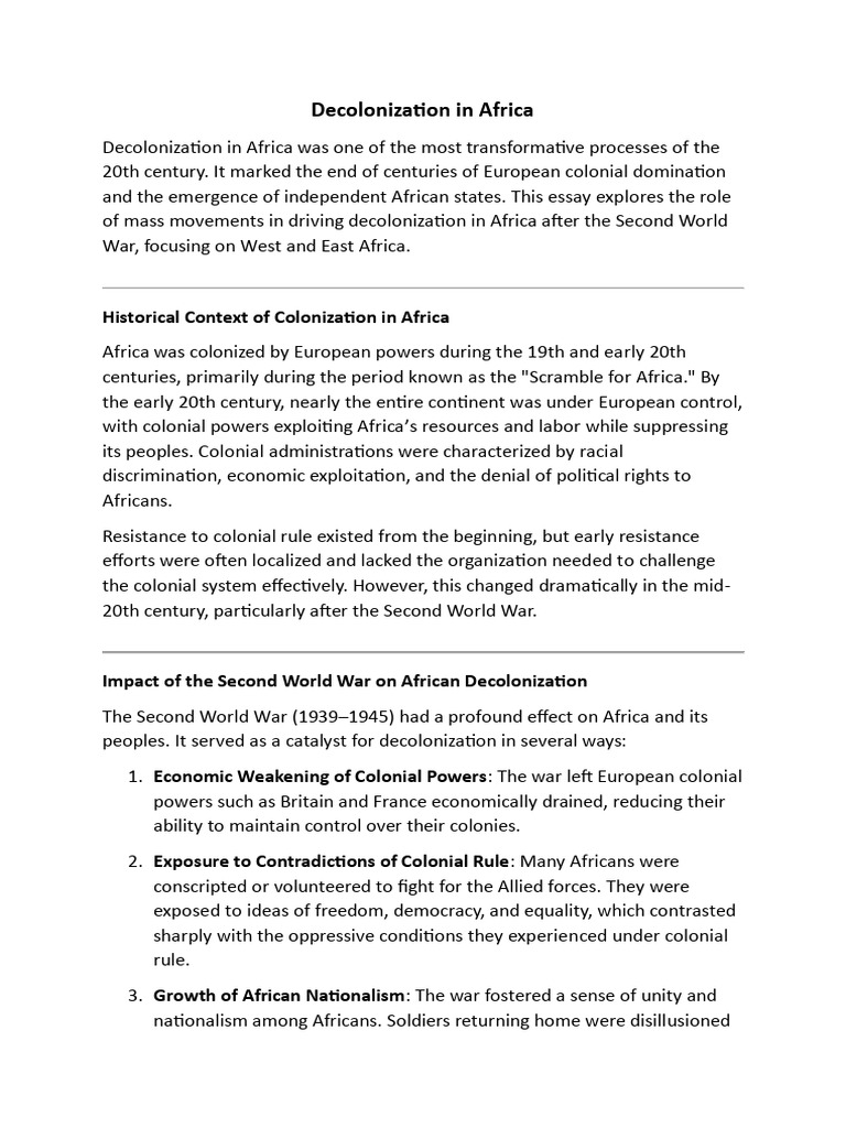 Decolonization in Africa | PDF | Decolonization | Julius Nyerere