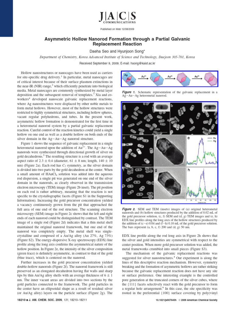Asymmetric Hollow Nanorod Formation Through a Partial Galvanic ...