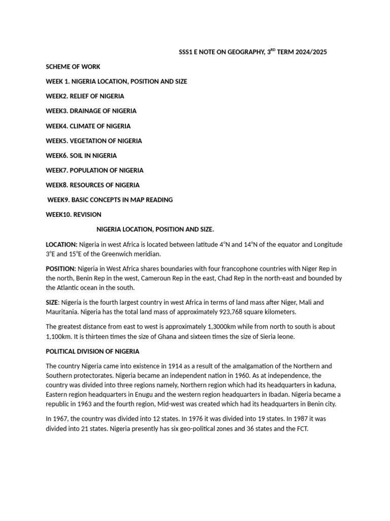 Sss1 e Note On Geography 3rd Term | PDF | Cost Of Living | Wound