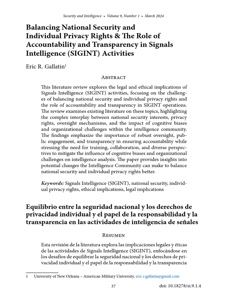 Balancing National Security and Individual Privacy Rights The Role of ...