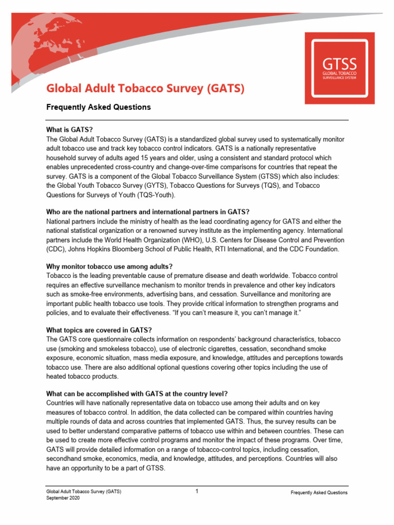 Global Adult Tobacco Survey Overview | PDF | Tobacco Smoking | Addiction