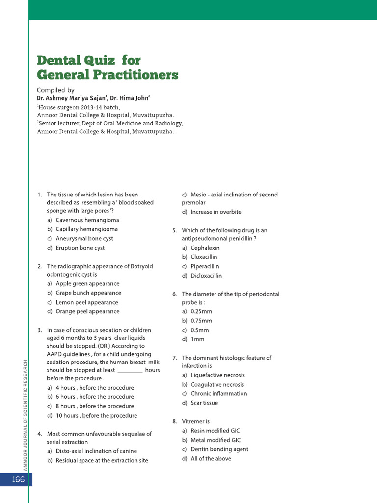 Dental Quiz | PDF