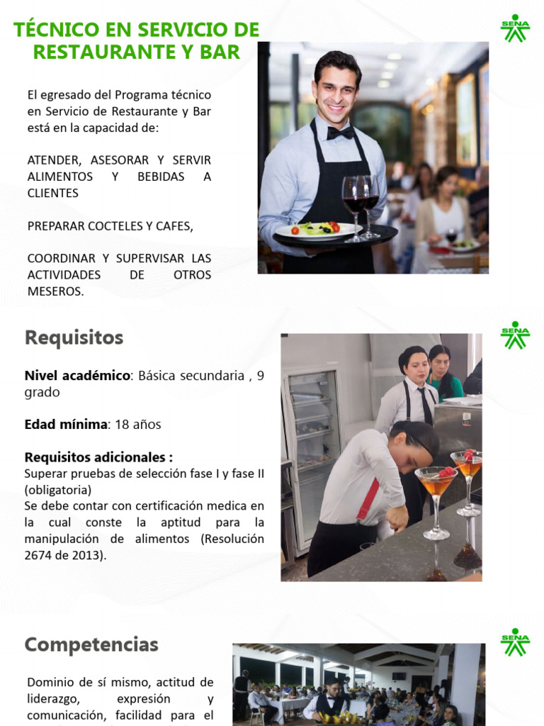 Servicio de Restaurante y Bar - Presentacion | PDF