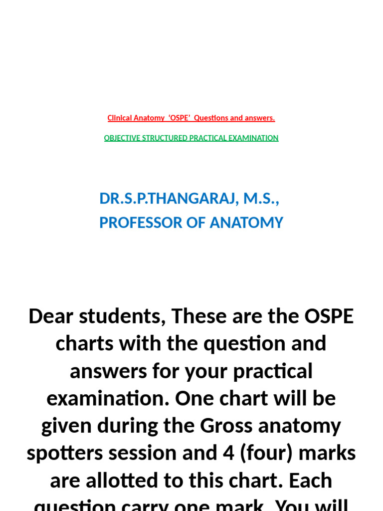 Anatomy Ospe Charts | PDF | Shoulder | Musculoskeletal System