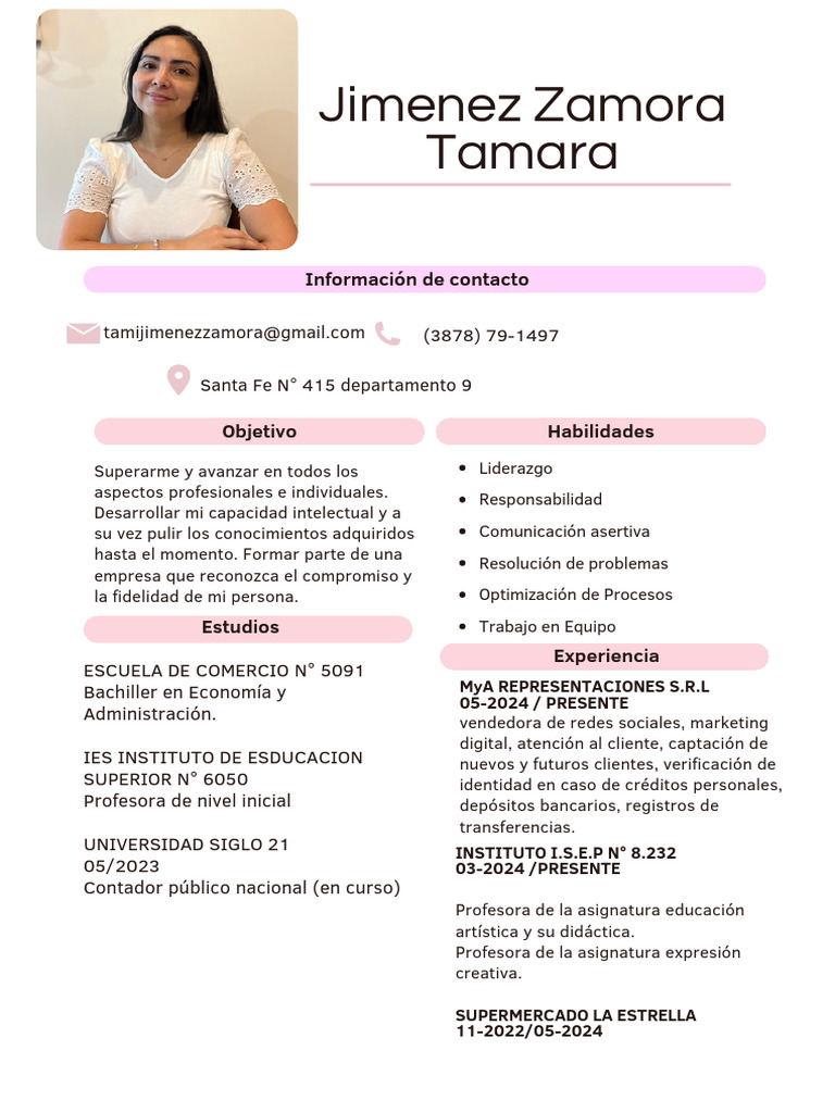 TAMARA JIMENEZ ZAMORA CV ACTUAL (1) | PDF | Business | Economias