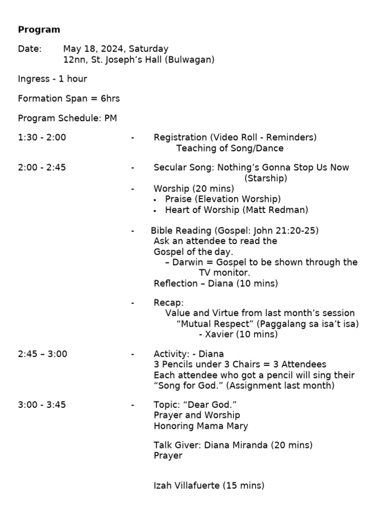 May YF Program | PDF