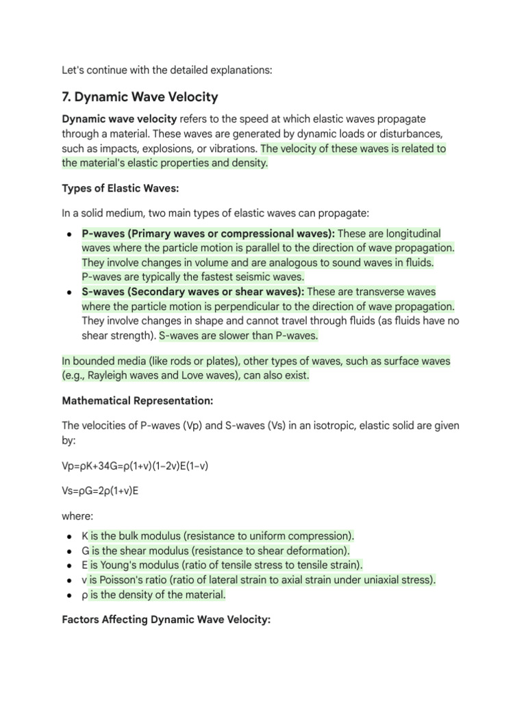 Explain in Detail The Dynamic Wave Velocity-... | PDF | Waves ...