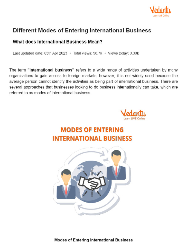 Different Modes of Entering International Business | PDF