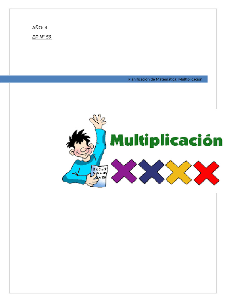 Planificación de Multiplicación 4to Grado | PDF | Educación primaria ...