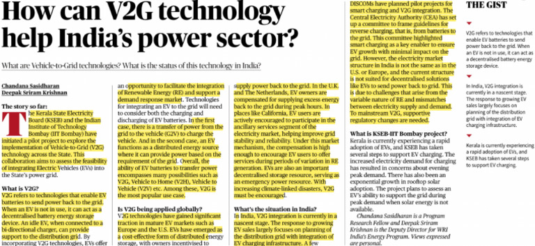 Role of V2G Technology in Strengthening India's Power Sector | PDF ...