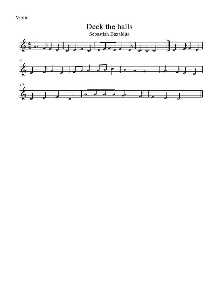 Deck the Halls - Violín | PDF