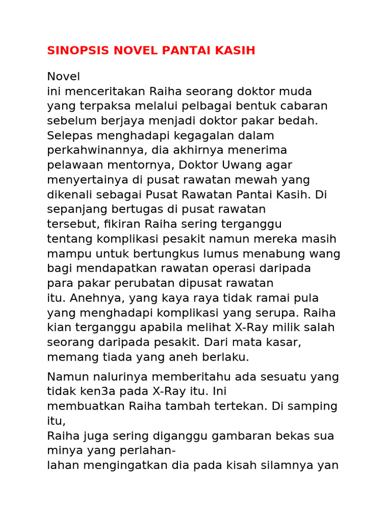 Sinopsis Novel Pantai Kasih | PDF