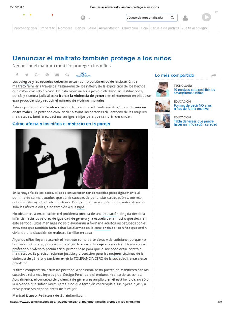 Prevención y denuncia del maltrato infantil | PDF | Abuso infantil ...