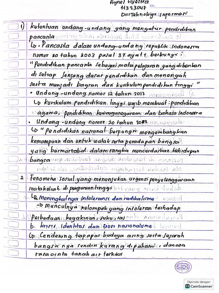 Agneselyestra 11323047 Kuis 1 Pancasila | PDF