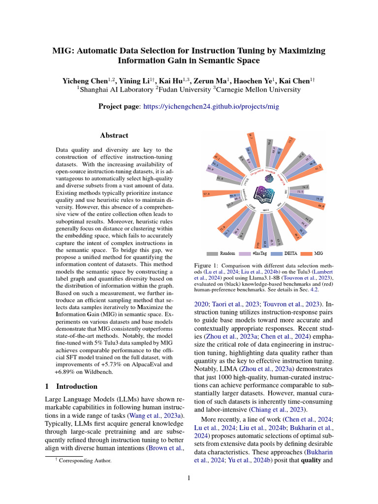 MIG: Automatic Data Selection For Instruction Tuning by Maximizing Information Gain in Semantic ...