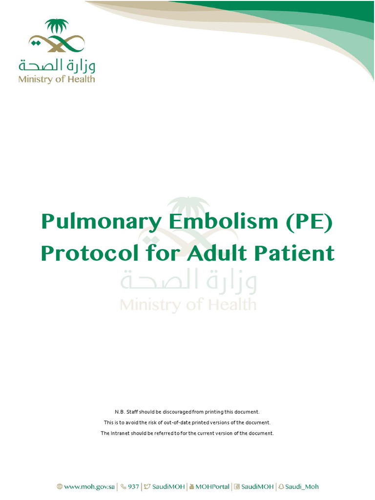 PE_Pulmonary. Nkk_Embolism_Protocol | PDF | Blood | Diseases And Disorders