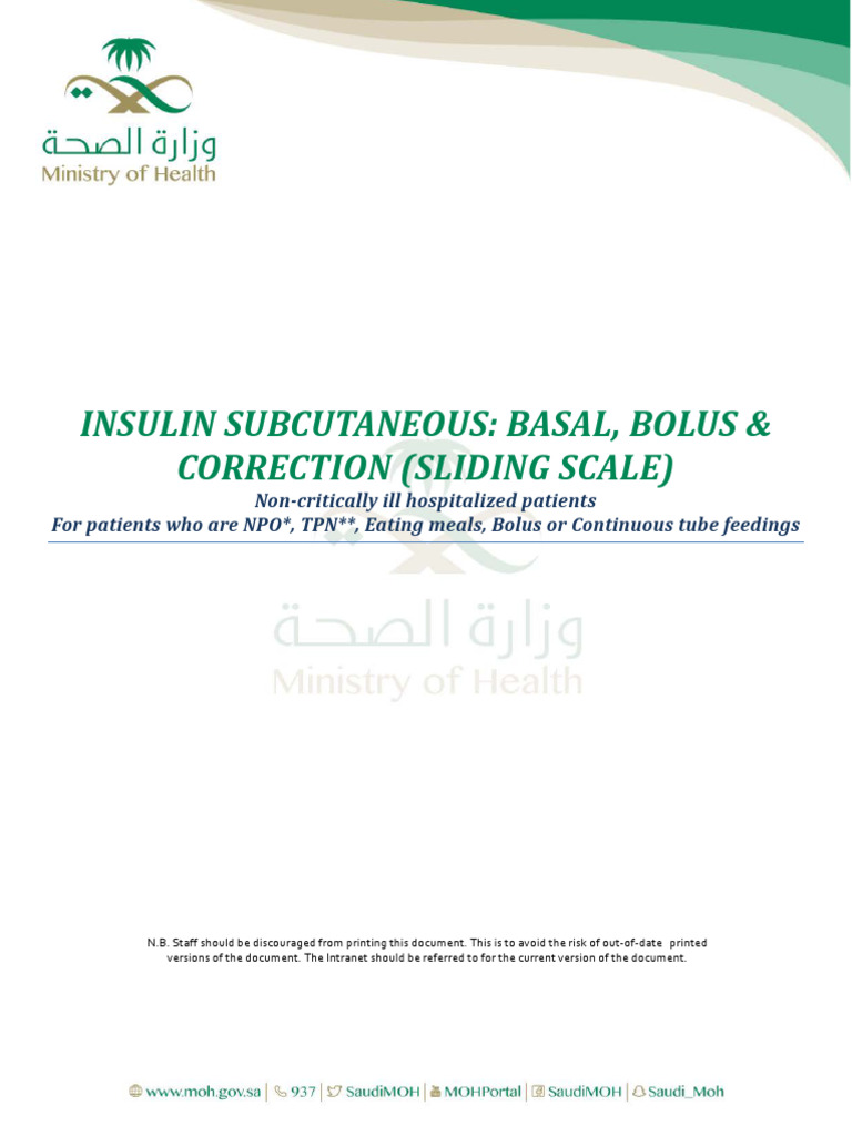 Insulin Protocol: Basal, Bolus, Correction | PDF | Insulin | Hypoglycemia