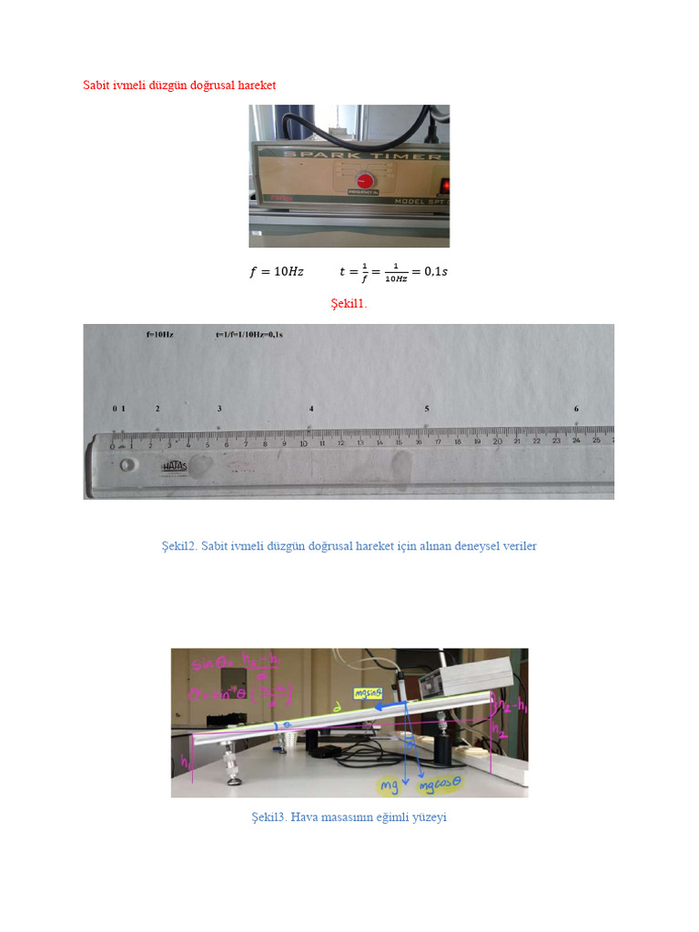 Sabit İvmeli Düzgün Doğrusal Hareket Deney Verileri | PDF