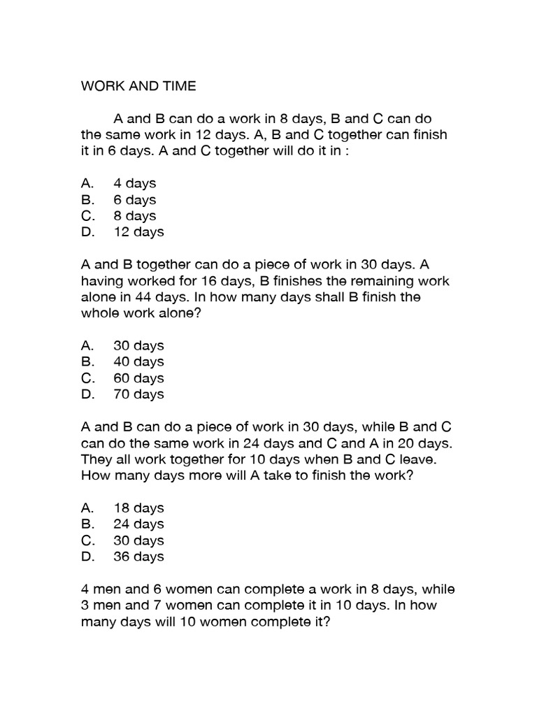 WORK AND TIME Assignment | PDF