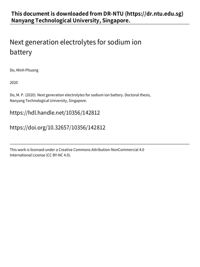 Next-Gen Sodium Ion Battery Electrolytes | PDF | Electrochemistry ...