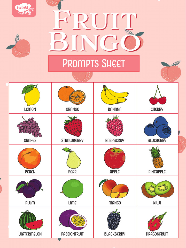 T PRT 1671009747 Fruit Bingo Game Printable - Ver - 1 | PDF