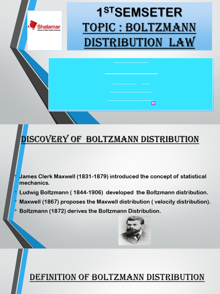 Overview of Boltzmann Distribution Law | PDF | Temperature | Gases